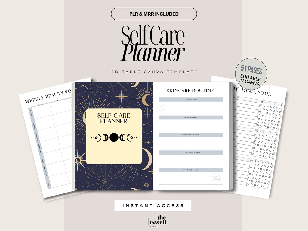 Self Care Planner Canva Template | 51 Pages Editable | Wellness & Ment – theResellBrand