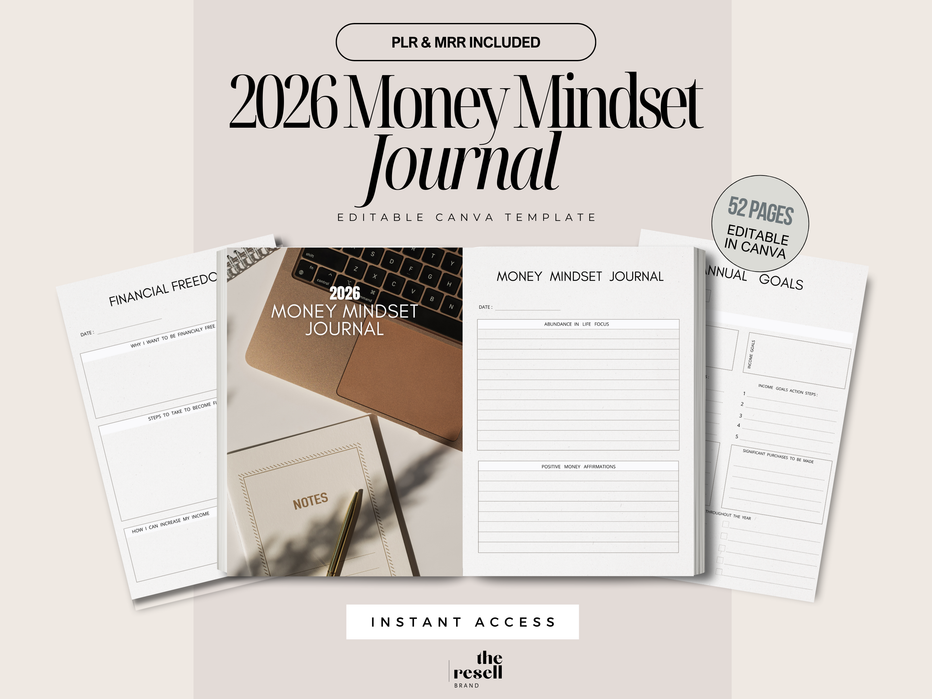 2026 Money Mindset Journal Canva Template | 52 Page Printable PDF | Di ...